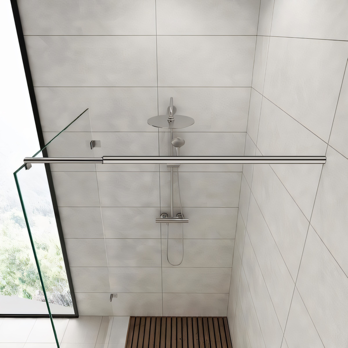 Adjustable Wall to Glass Support Bar | Glass Panel Wall Stabiliser Bar