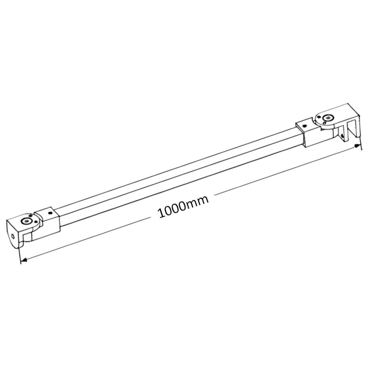 Square Wall-to-Glass Bracing Bar with Angle-Adjustable Bracket