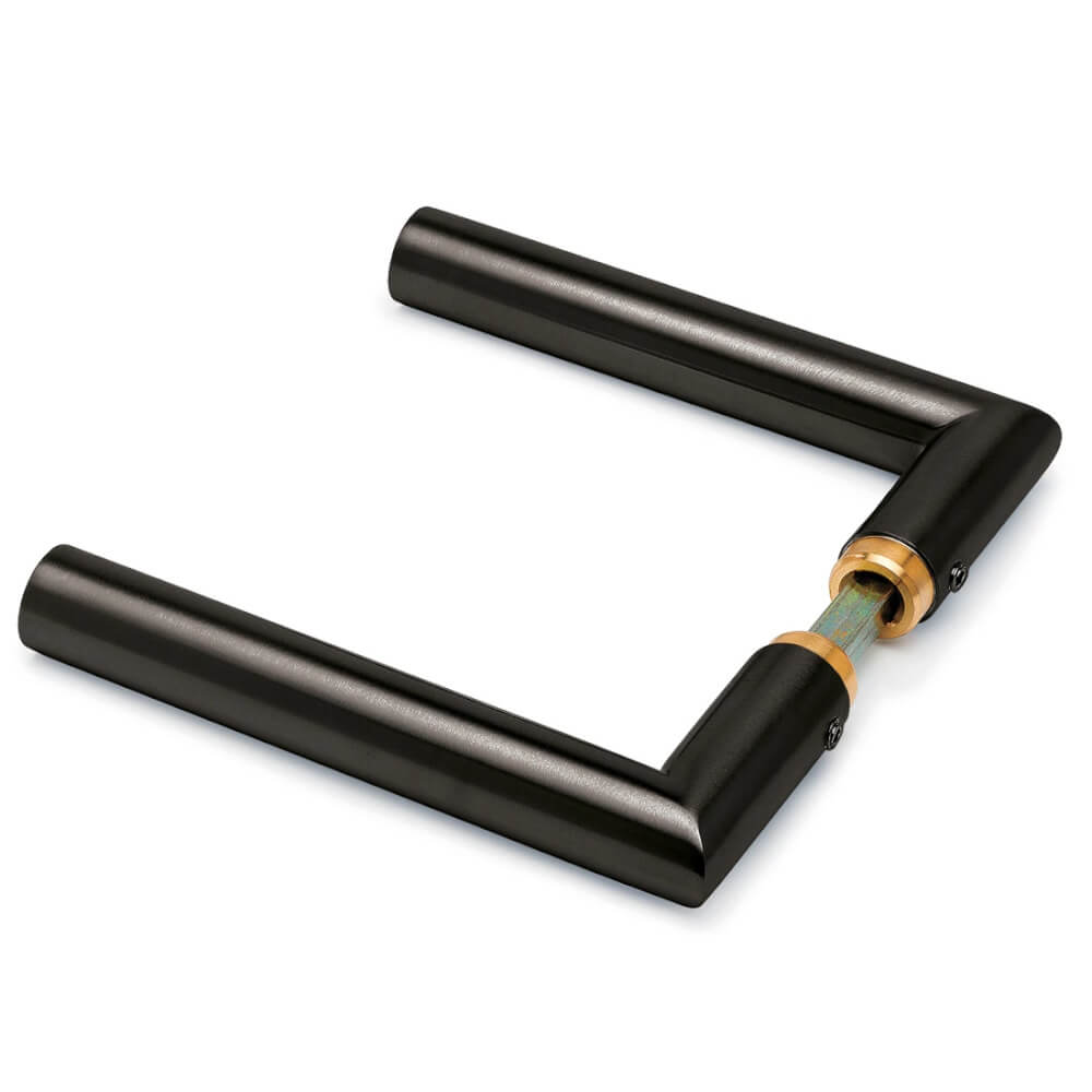 Rectangular Glass Door Lock with Mitred Lever Handles - Black