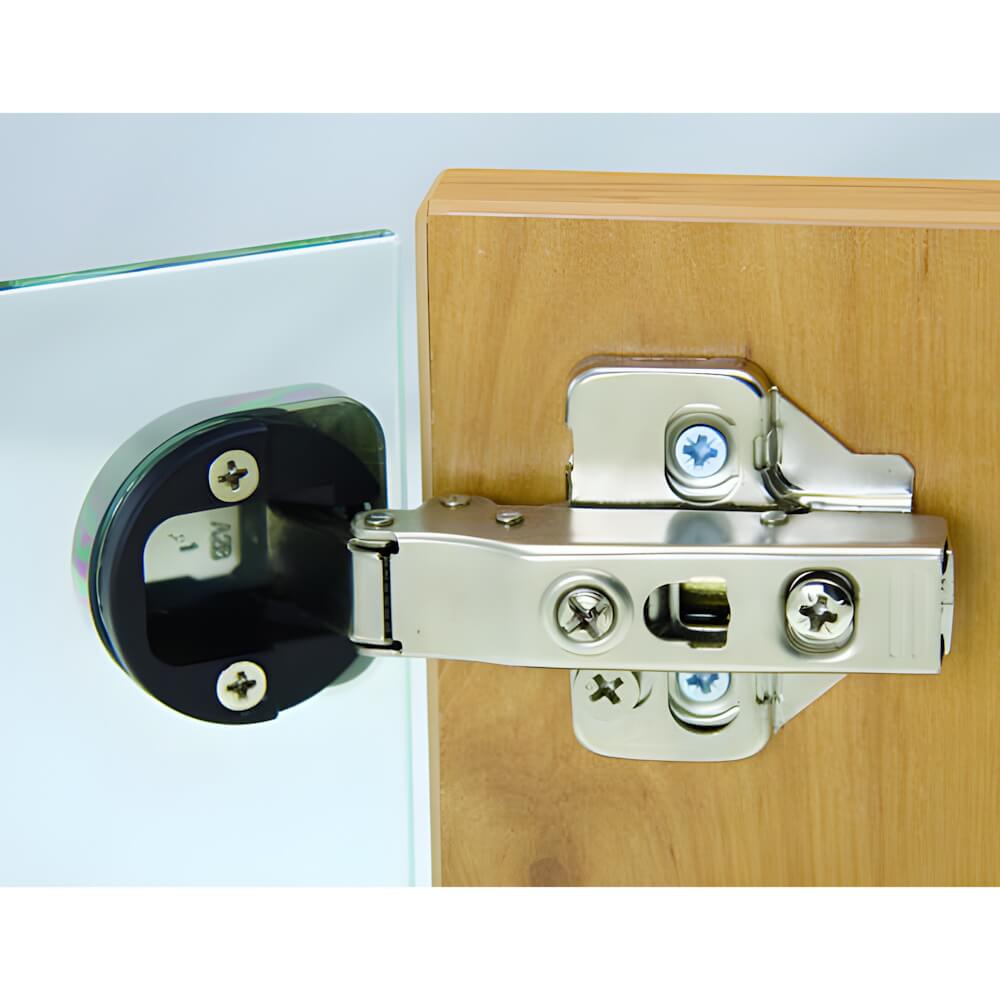 Cabinet Glass Door Hinge, Full-Overlay, Soft Close, W/Clip On Plate