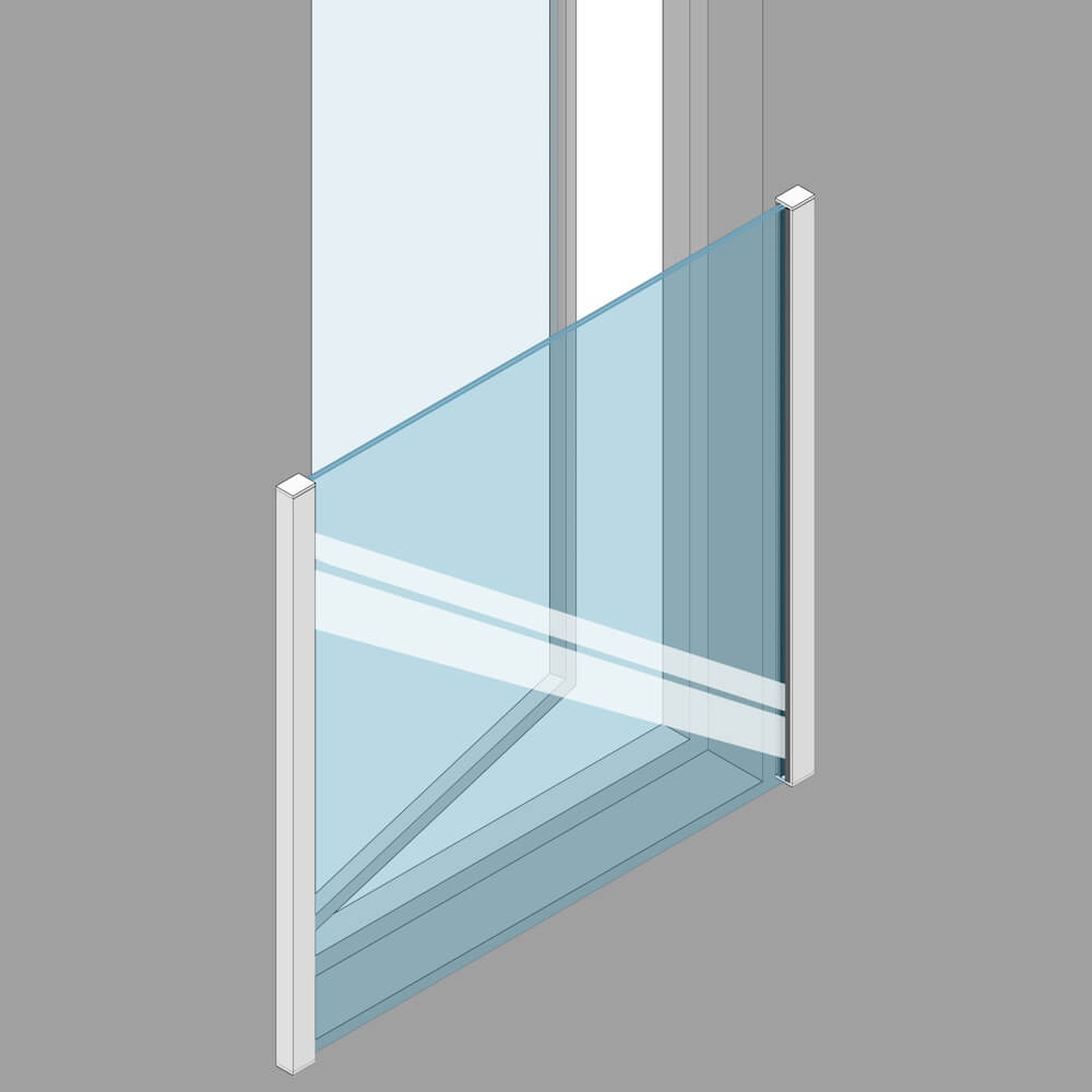 Glass Railing Kit for Juliet Balcony - Facade Mount