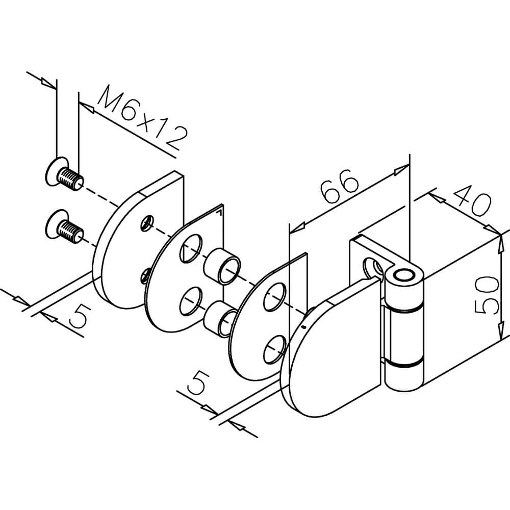 D-Shaped Stainless Steel Door Hinge - Wall Mounted