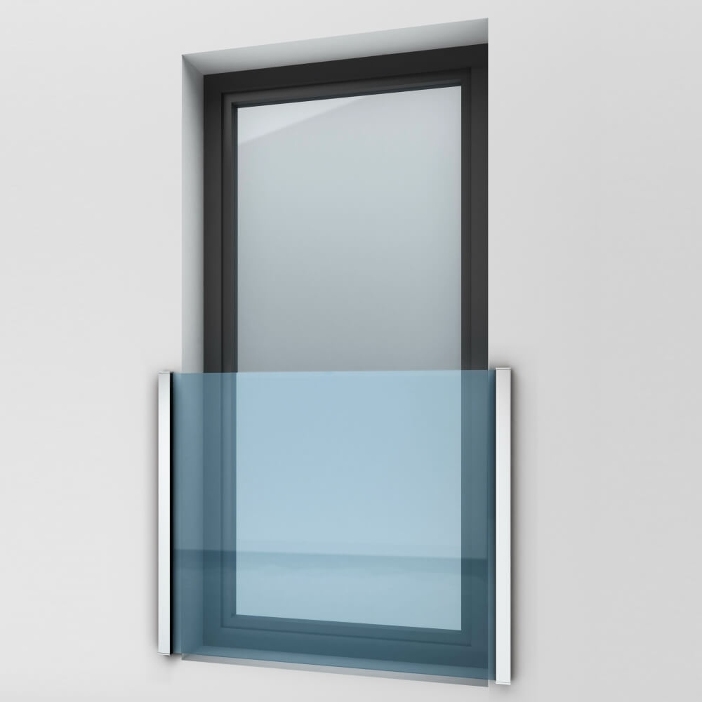 Glass Railing Kit for Juliet Balcony - Facade Mount