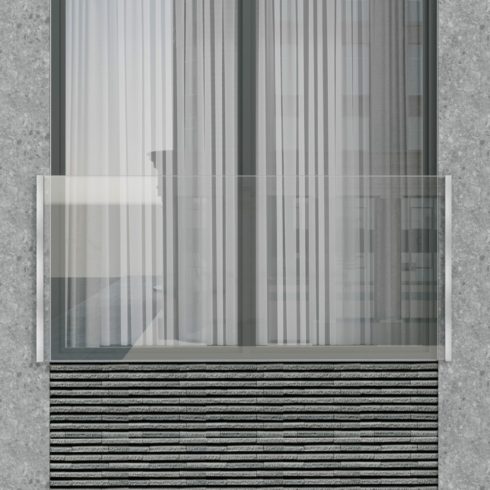 Glass Railing Kit for Juliet Balcony - Facade Mount