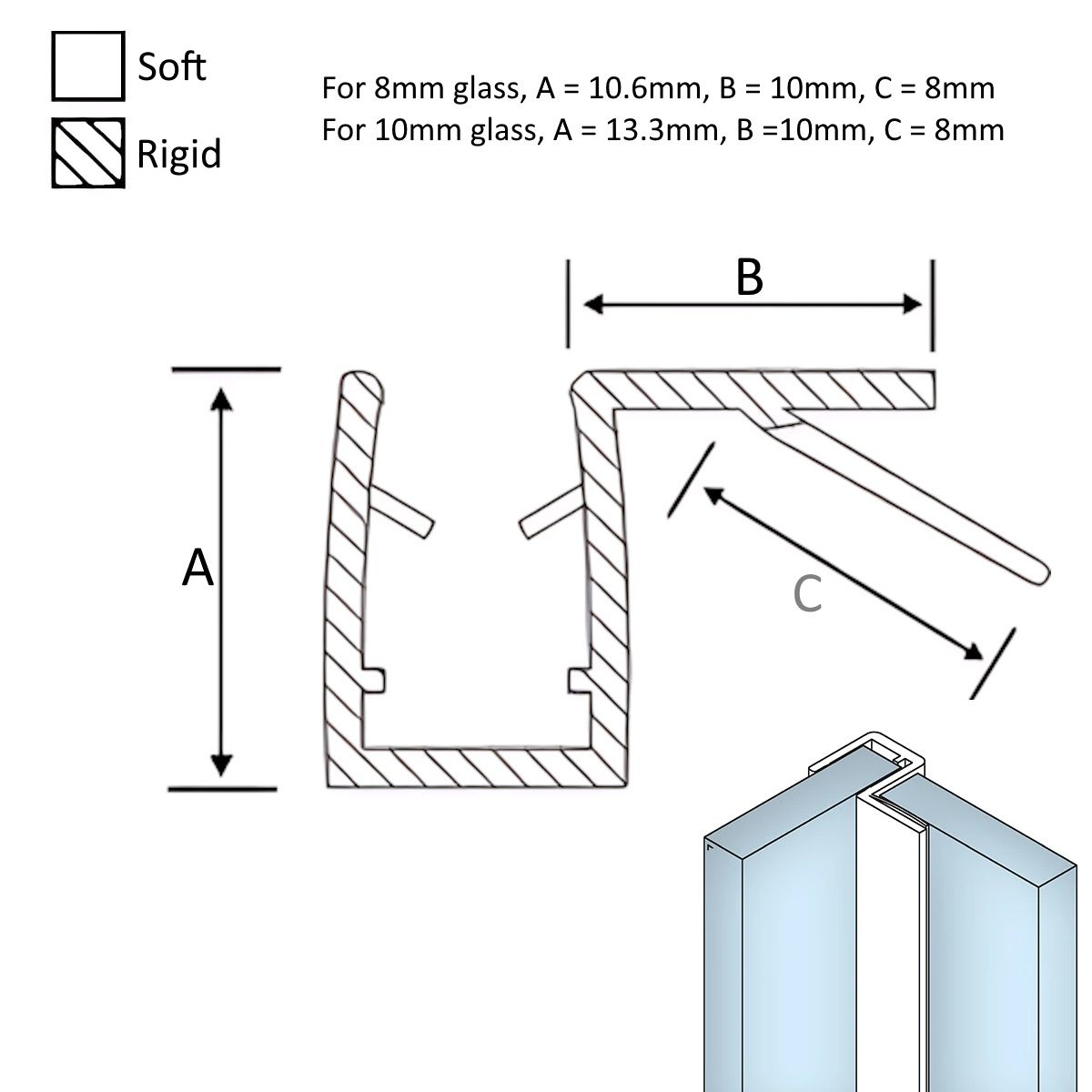 90° Glass to Glass Sealing Strips