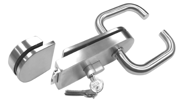 Glass Door Lock with Return-to-Door Lever Handles