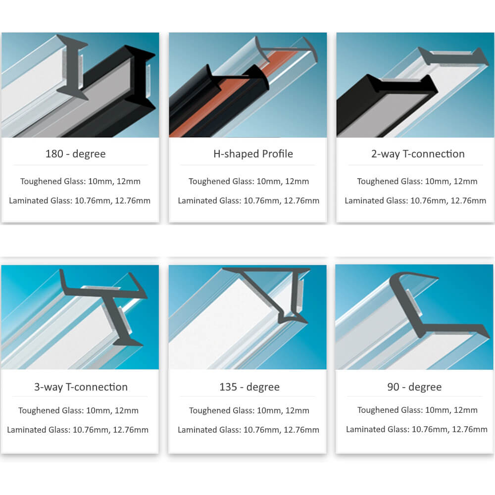Self Adhesive Dry Joints Glass Partition Profile