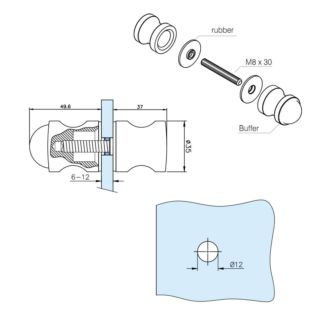 Glass Door Knobs with Built-in Buffer