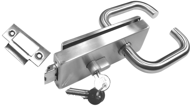 Glass Door Lock with Return-to-Door Lever Handles