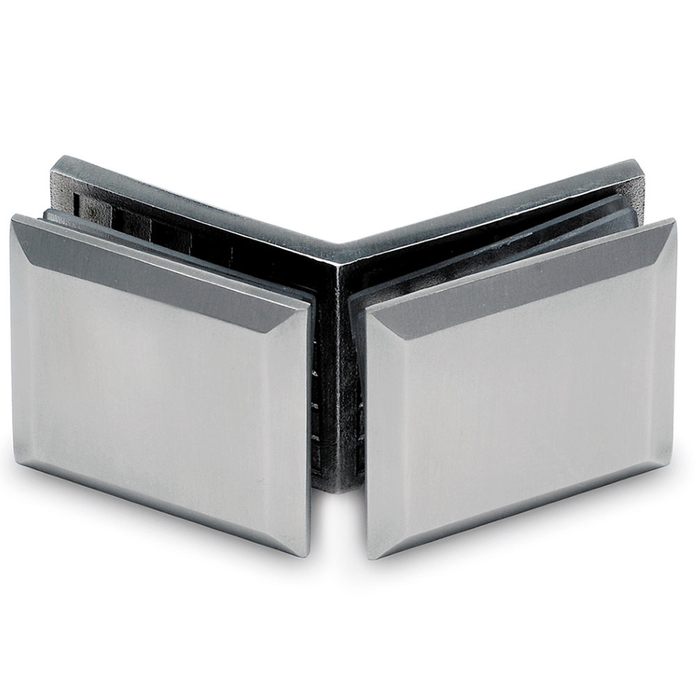 Stainless Steel Square Glass Clip with Bevelled Edge