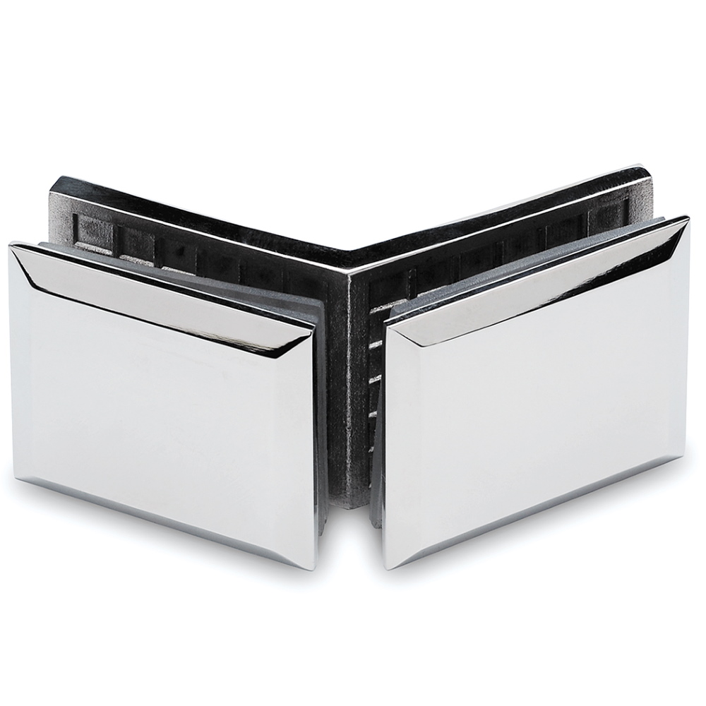 Stainless Steel Square Glass Clip with Bevelled Edge