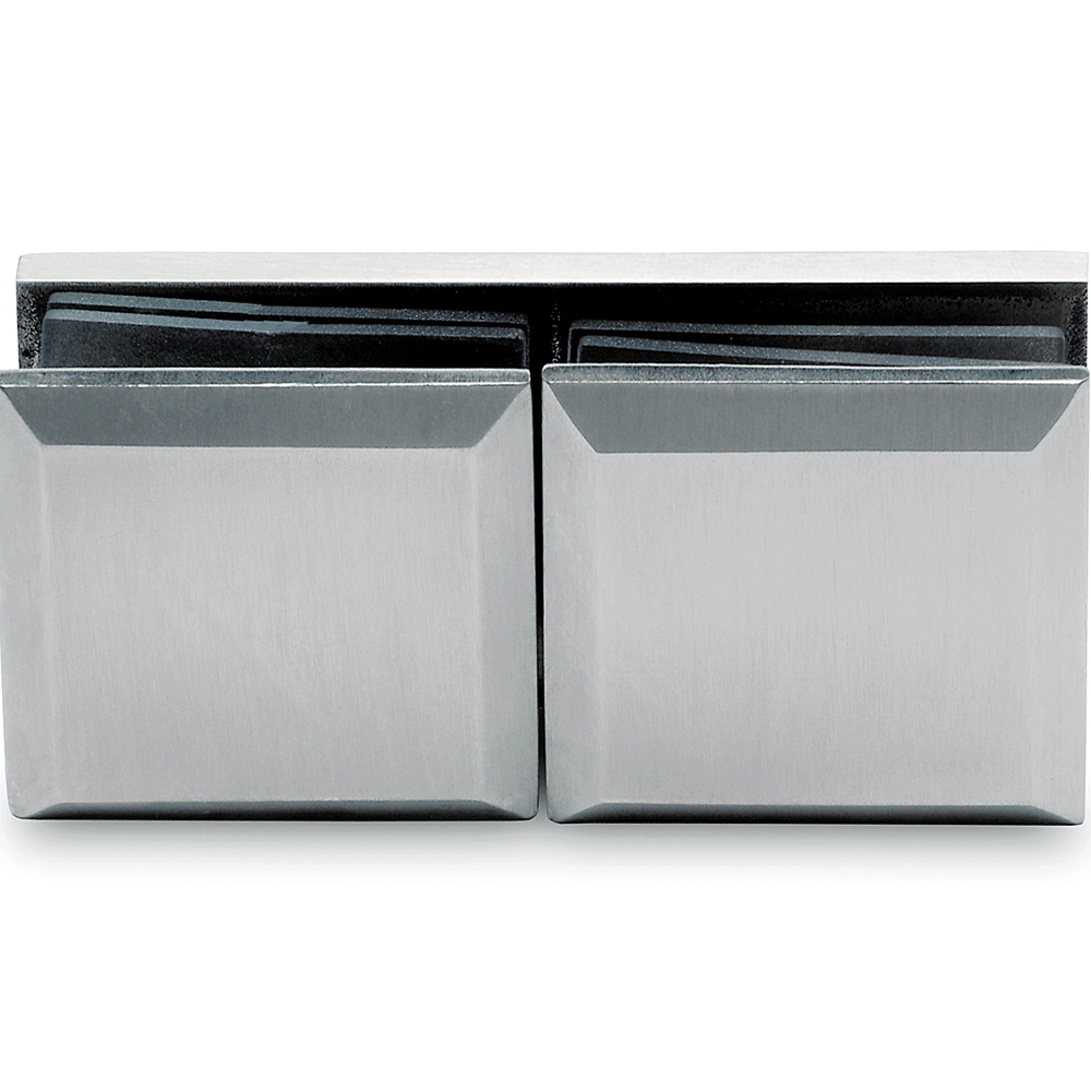 Stainless Steel Square Glass Clip with Bevelled Edge