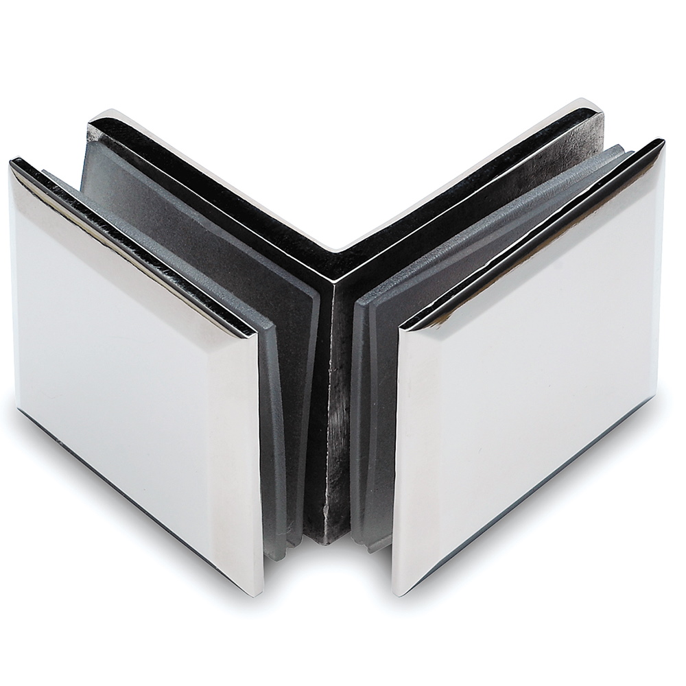 Stainless Steel Square Glass Clip with Bevelled Edge