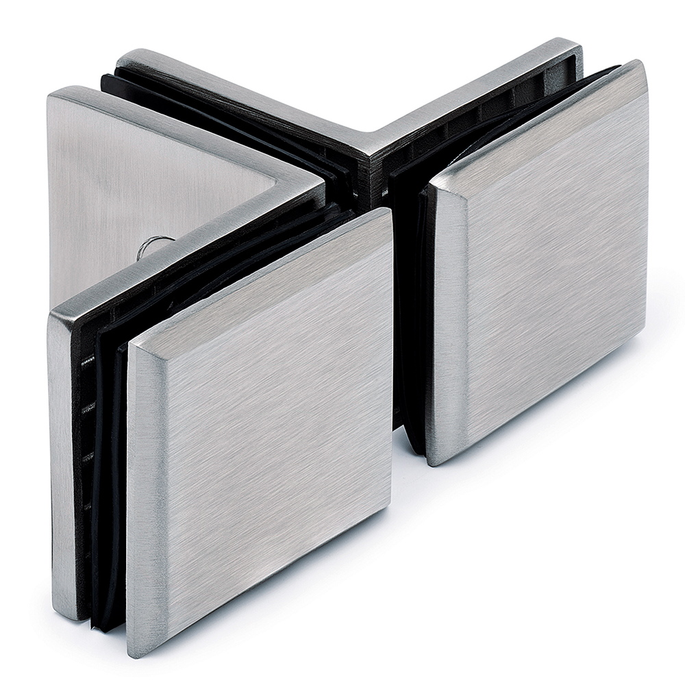 Stainless Steel Square Glass Clip with Bevelled Edge
