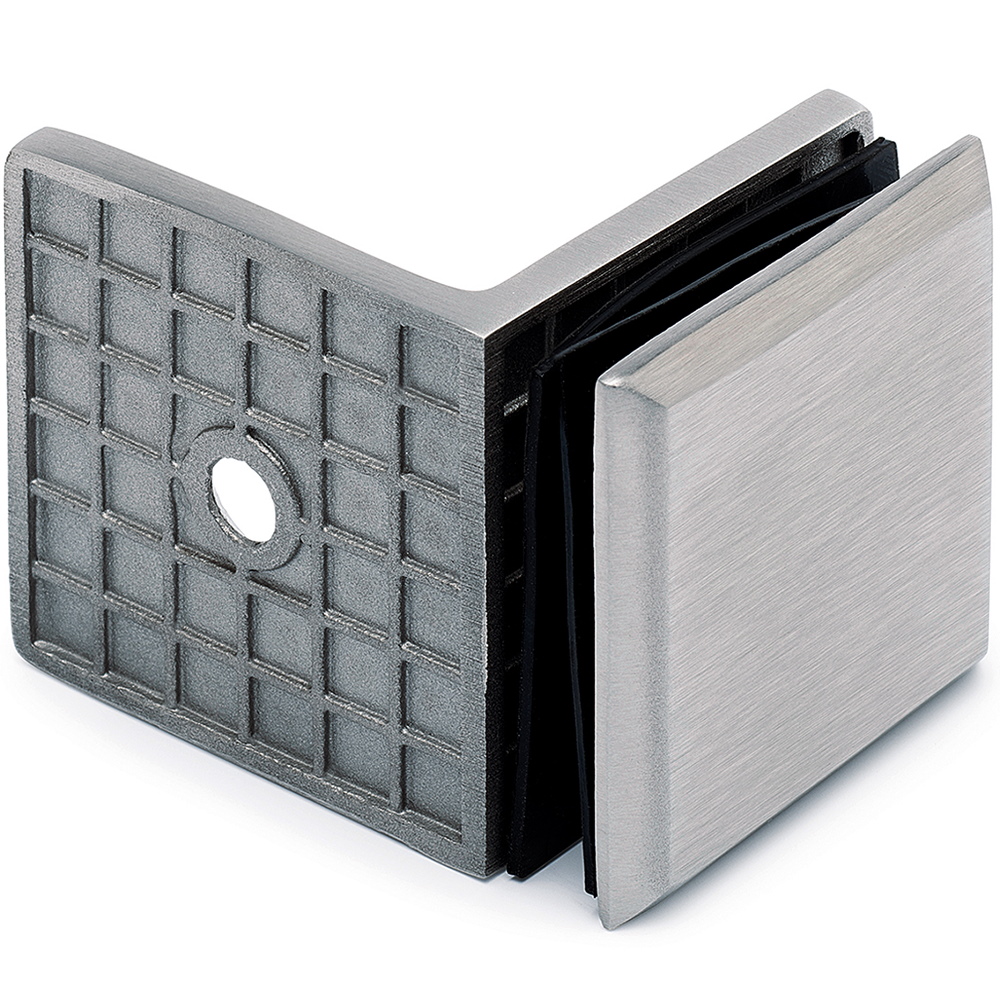 Stainless Steel Square Glass Clip with Bevelled Edge