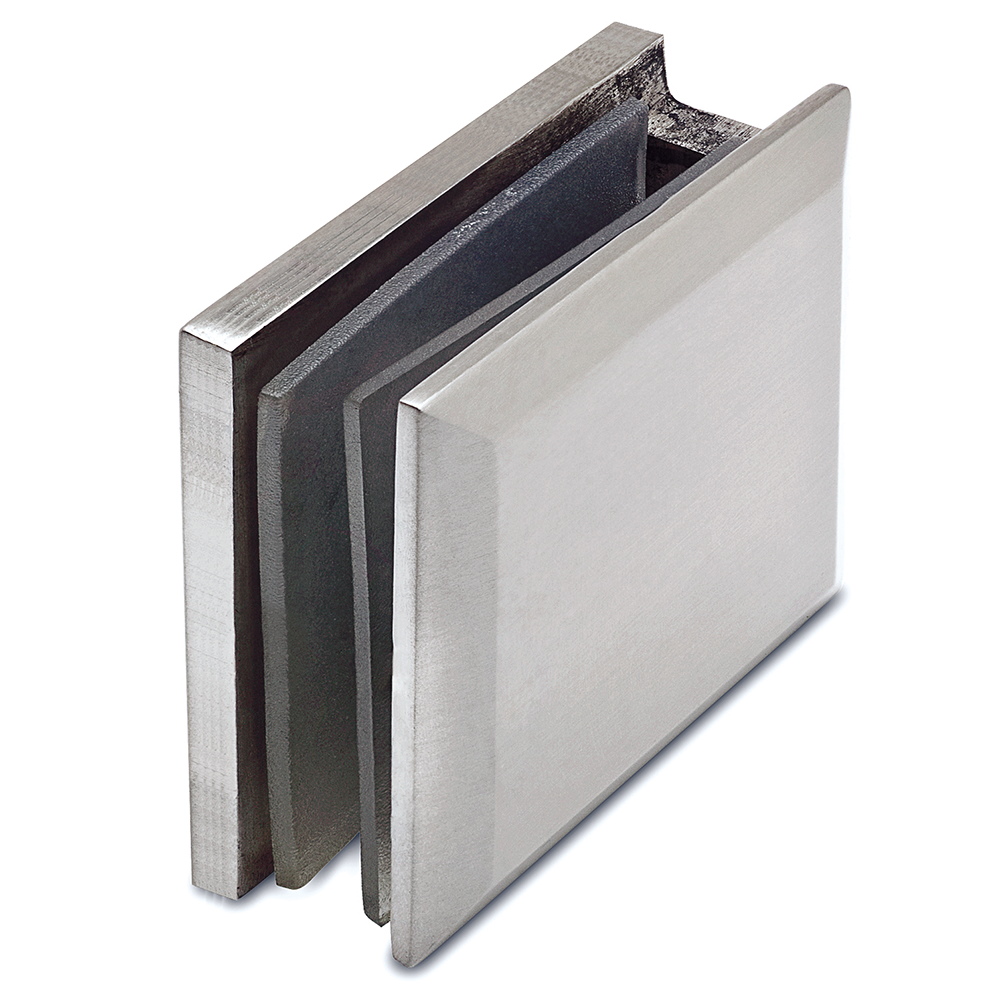 Stainless Steel Square Glass Clip with Bevelled Edge