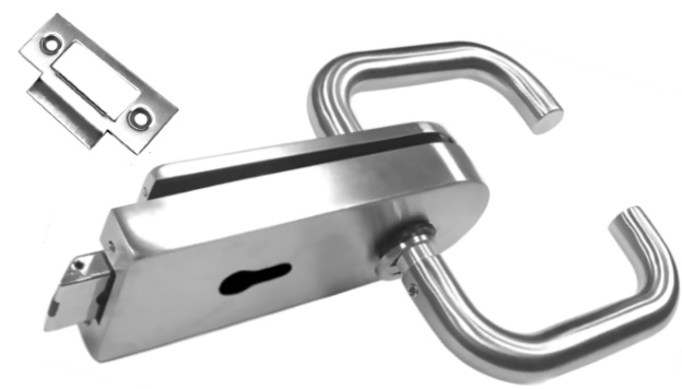 Glass Door Lock with Return-to-Door Lever Handles