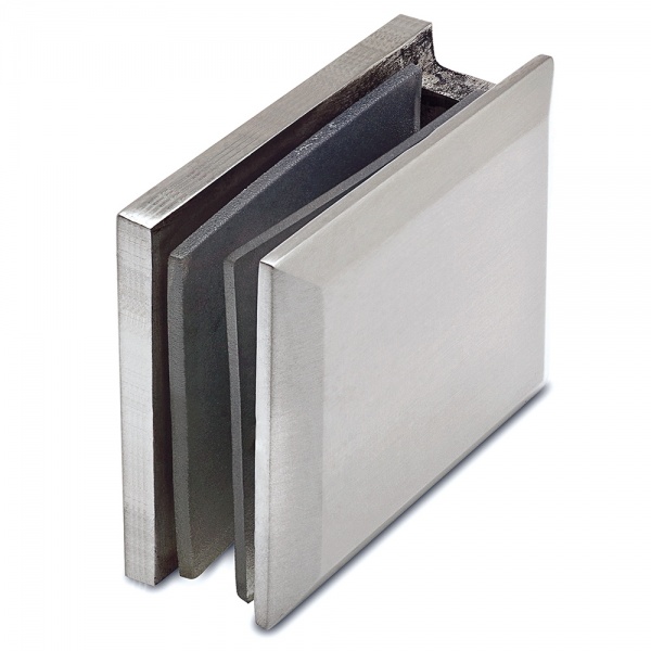 Stainless Steel Square Glass Clip with Bevelled Edge