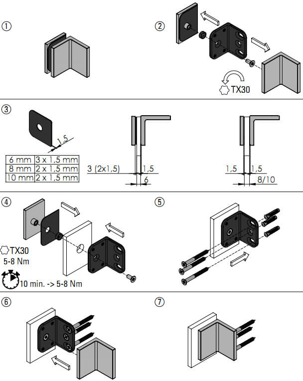 Prime Bracket for Fixing Shower Screen to Wall